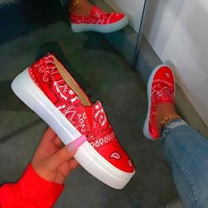 Shoes | Restocked Lucky Red Bandana Sneaker | Poshmark